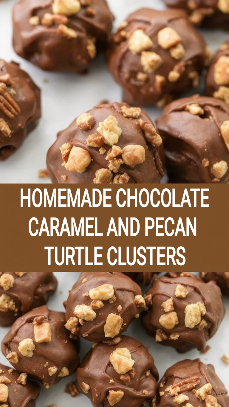 Homemade Chocolate Caramel and Pecan Turtle Clusters - Pin Your Pin