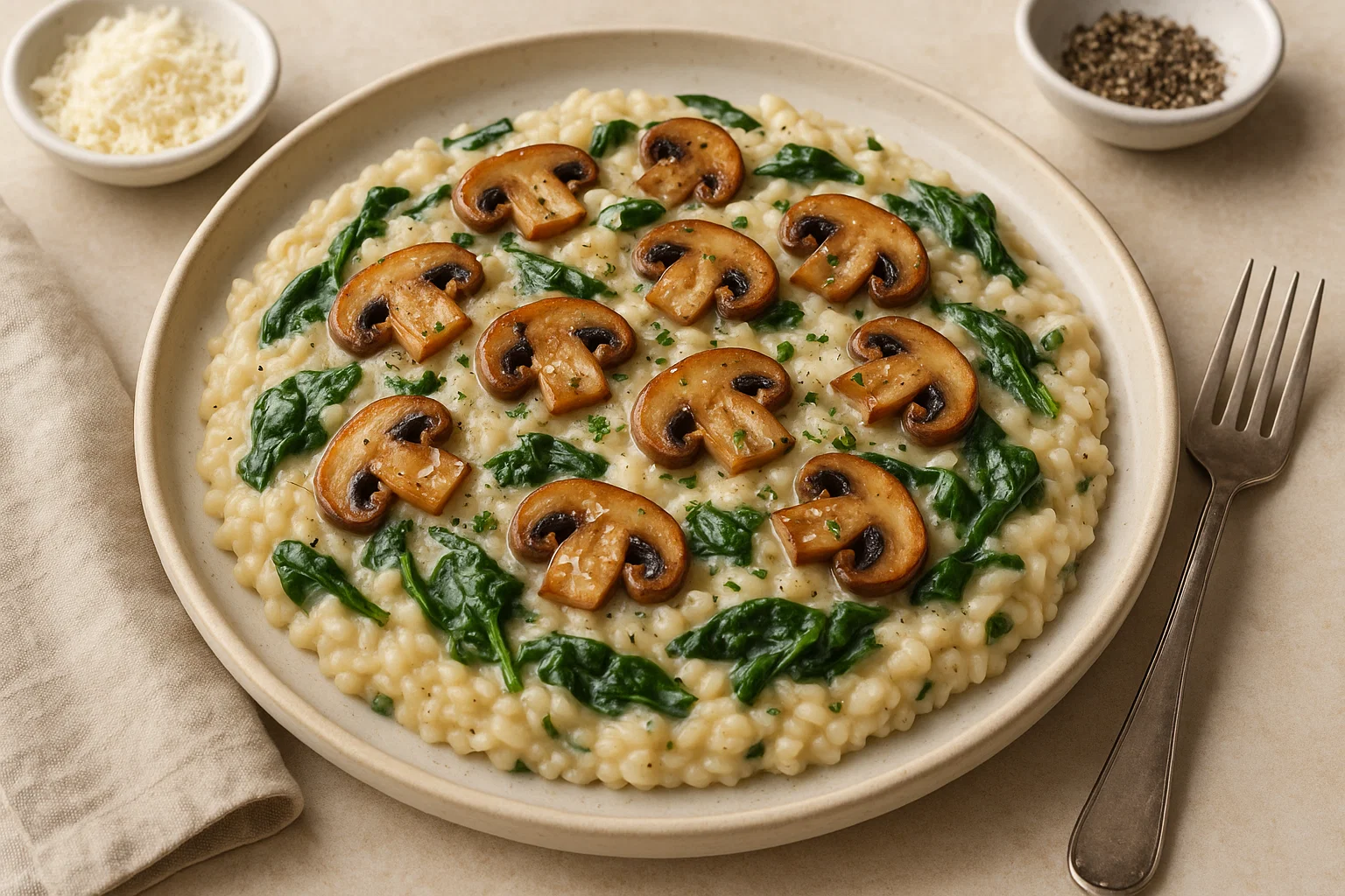 Creamy Spinach and Mushroom Risotto - Pin Your Pin